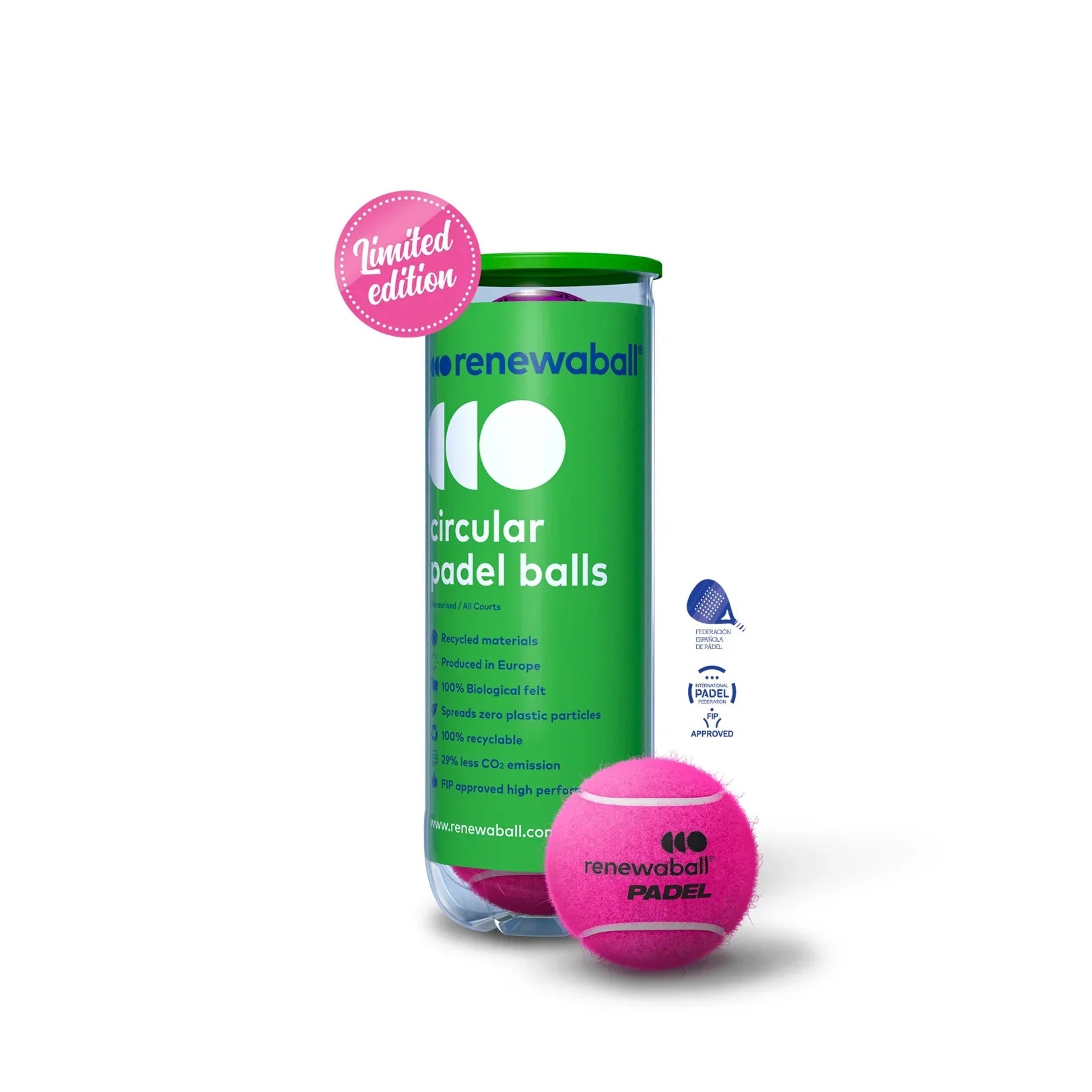 Renewaball 3 Pink Padel Balls – Padel Boost
