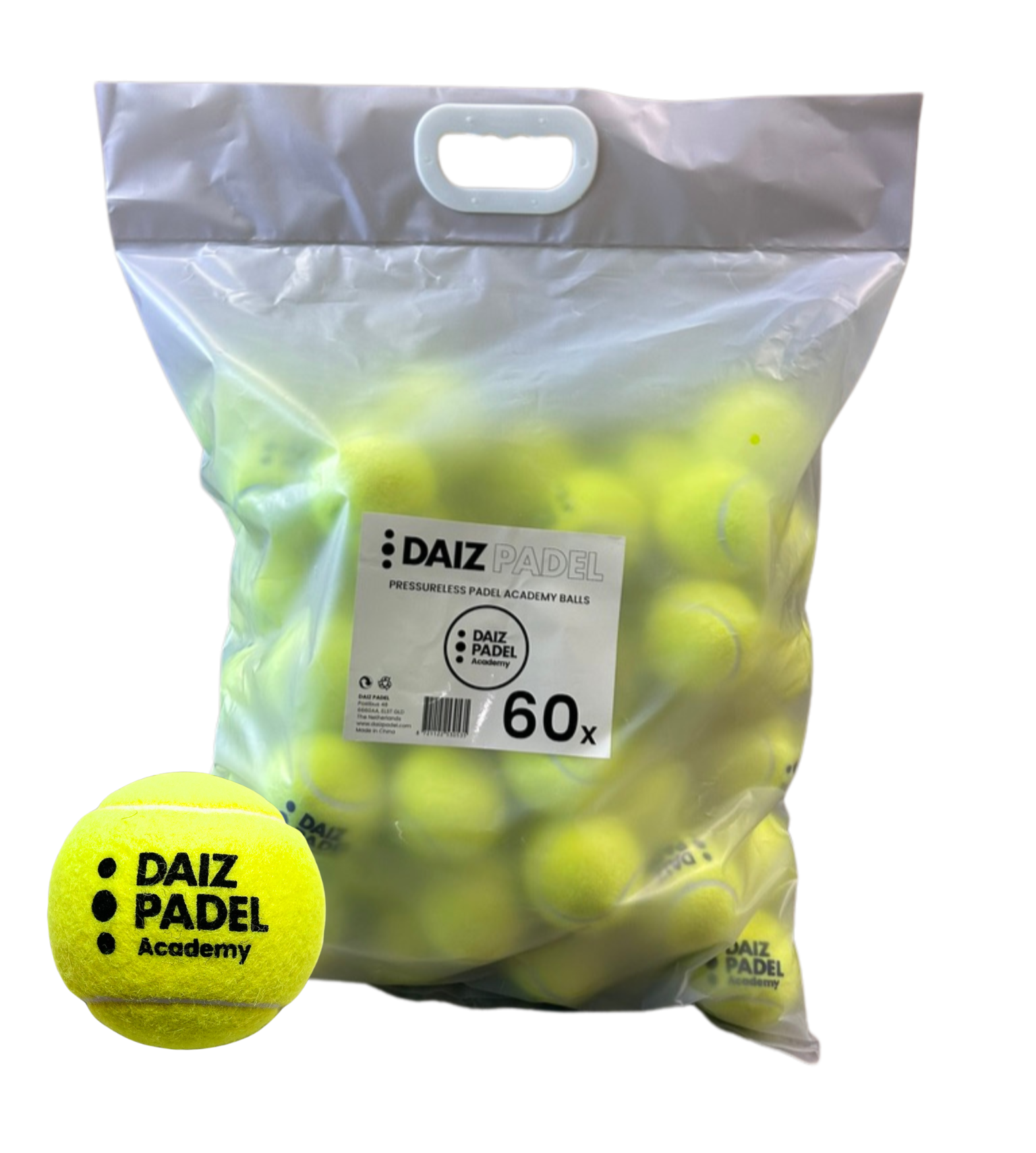 DAIZ Pressureless Padel Ball Academy (60 balls) – Padel Boost